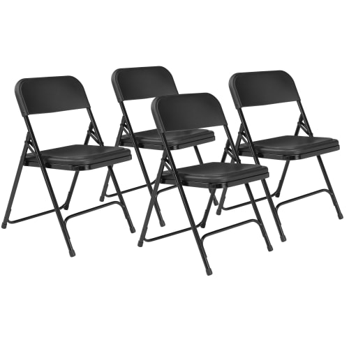 GuestSupply US NPS 800 Series Premium Lightweight Plastic Folding Chair Black Pack of 4